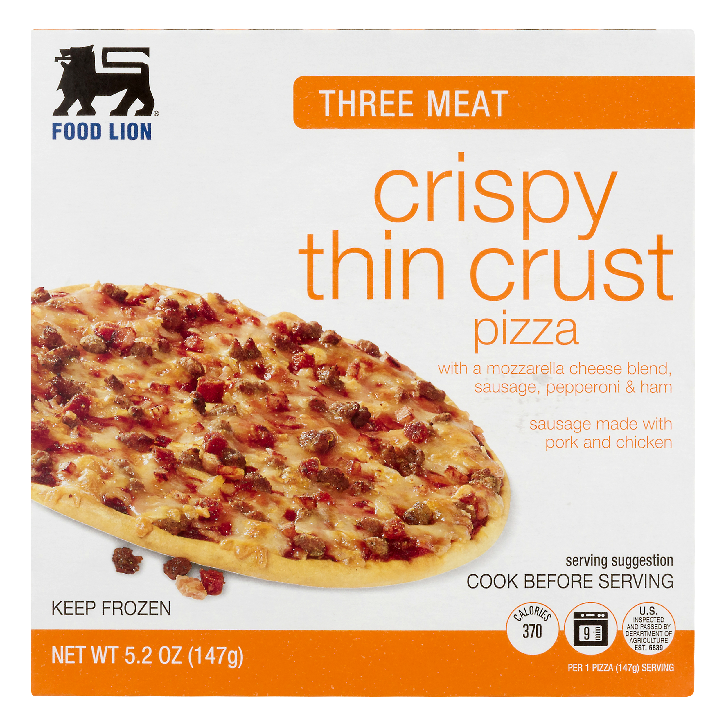 Food Lion Pizza Thin Crust Crispy Three Meat Box