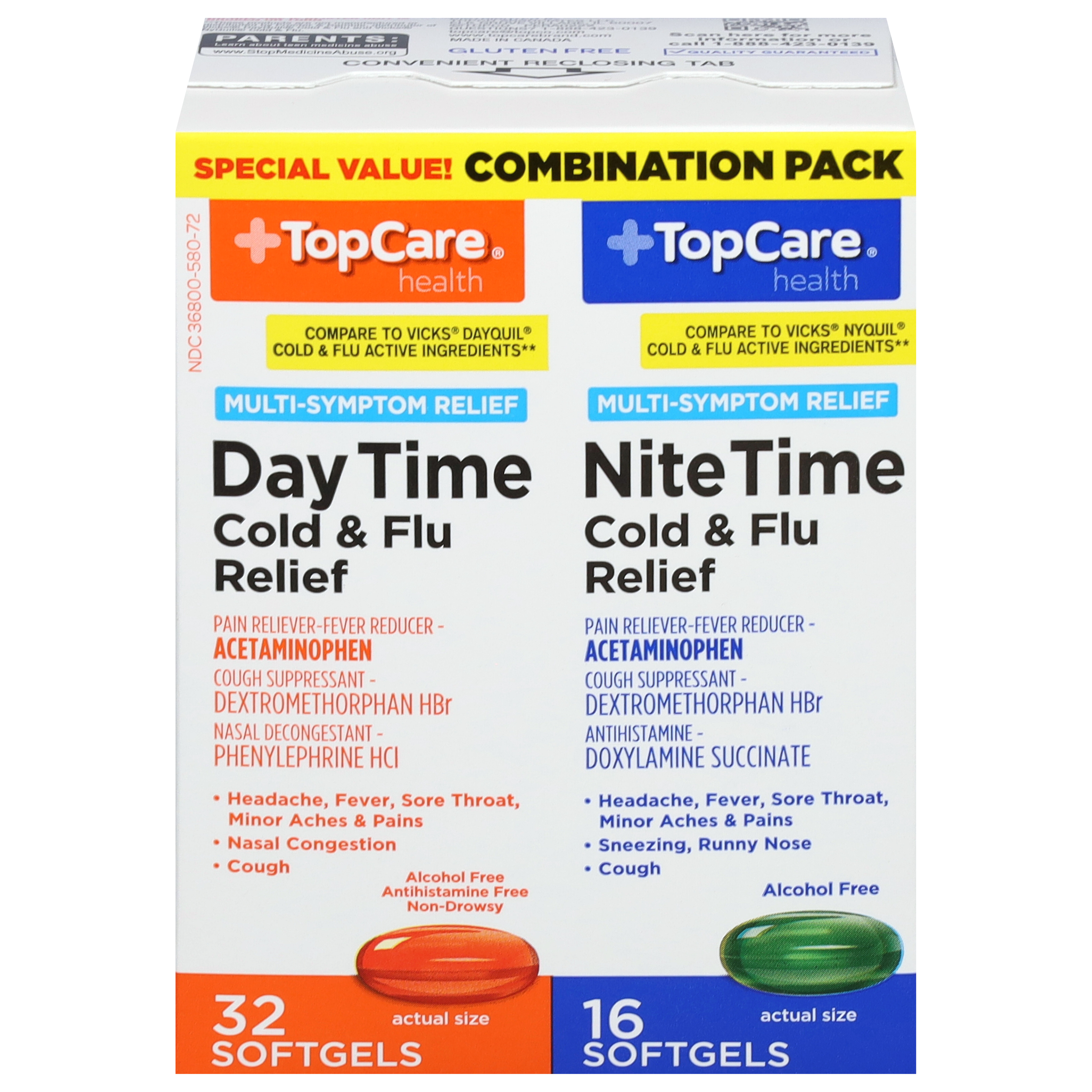 TopCare Health Day Time/Nite Time Cold & Flu Relief Combination Pack 48 ...