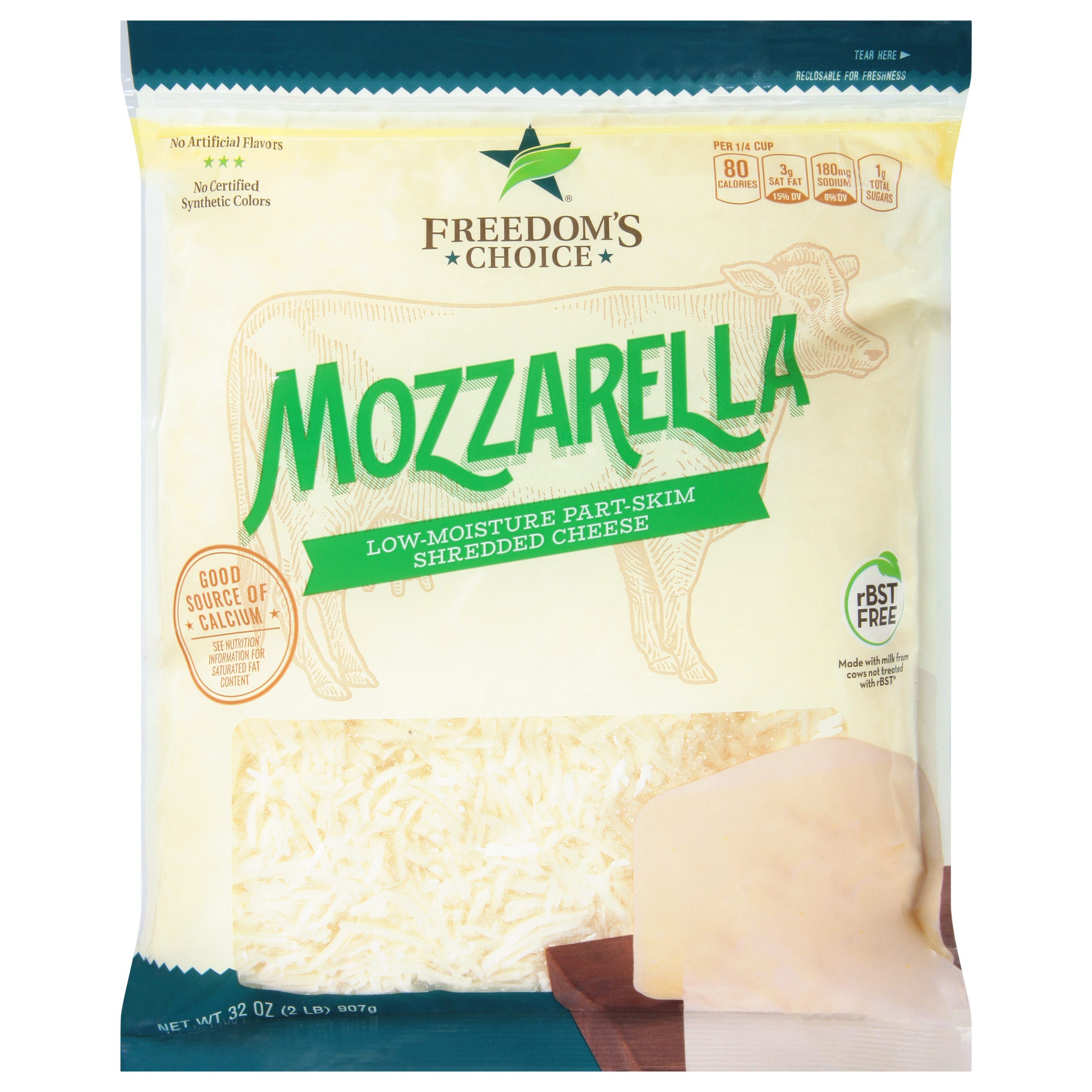 Freedom's Choice Low-Moisture Part-Skim Mozzarella Shredded Cheese 32 oz