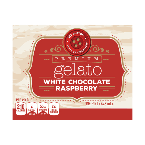Red Button Vintage Creamery Premium White Chocolate Raspberry Gelato 1 pt