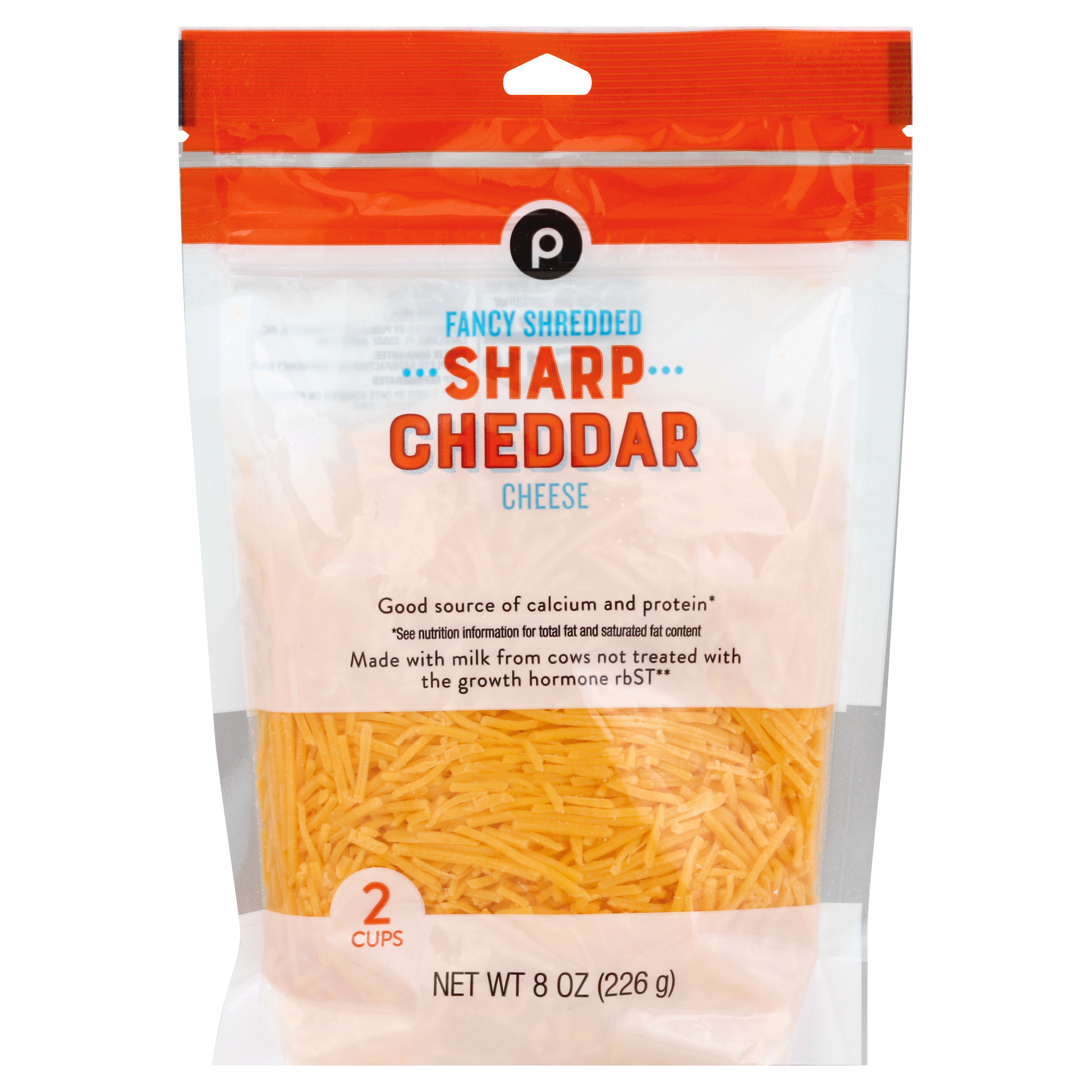 Publix Sharp Cheddar Fancy Shredded Cheese 8 oz STAND PACK