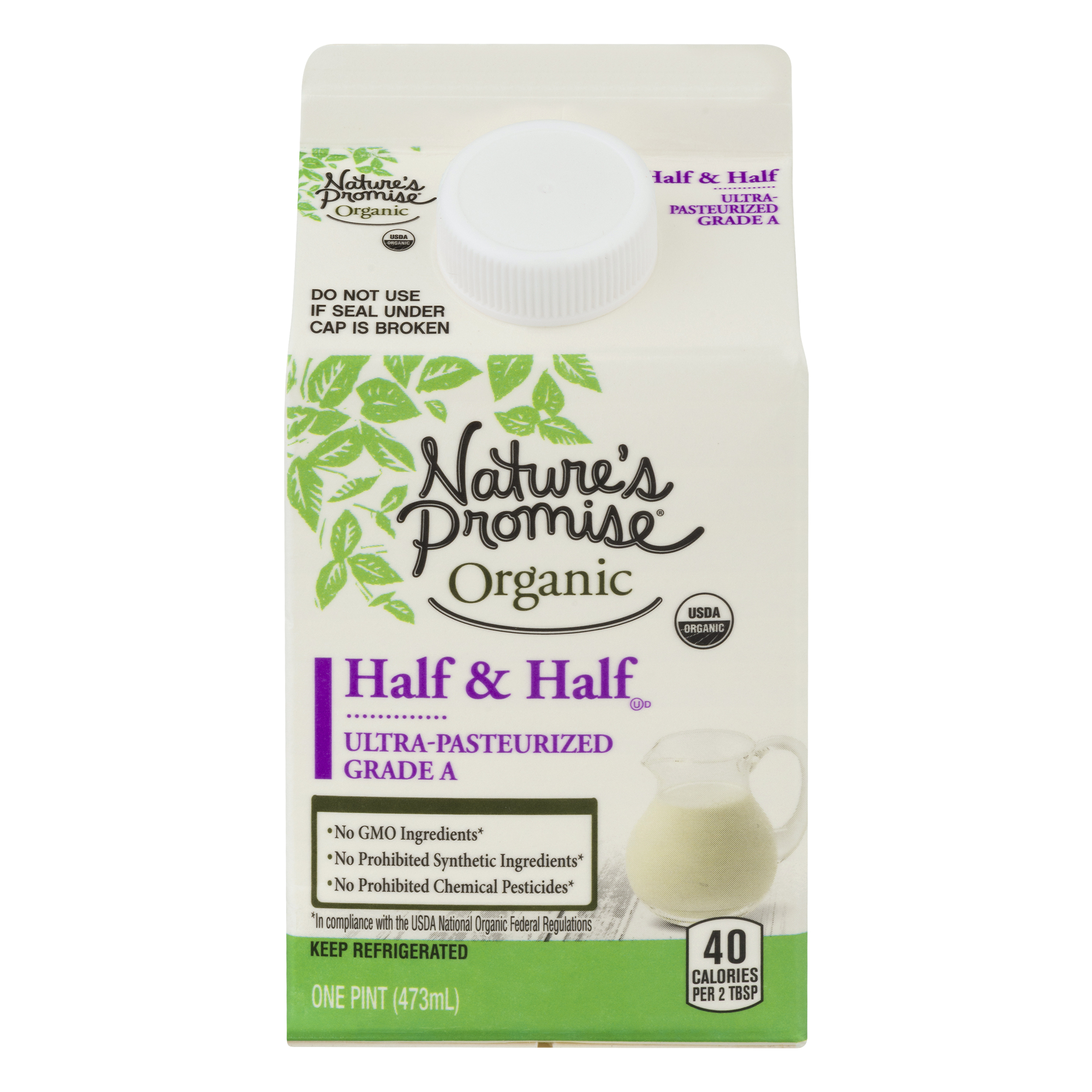 Natures Promise Organic Half & Half 1 pt CARTON