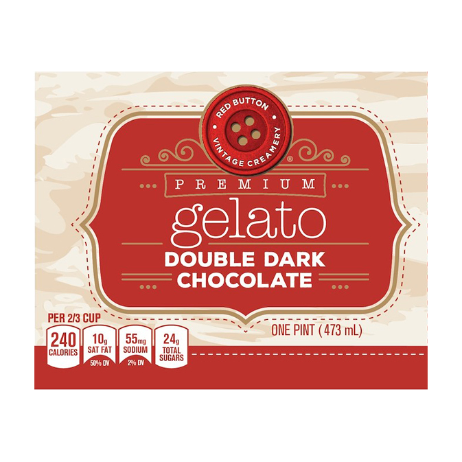 Red Button Vintage Creamery Premium Double Dark Chocolate Gelato 1 pt