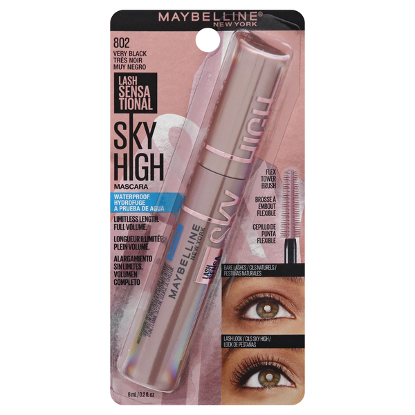 Maybelline Lash Sensational Sky High Waterproof Mascara Very Black 802 0.2 oz pkg GIANT