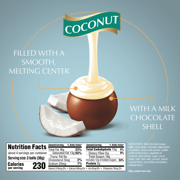 Lindt Lindor Coconut Milk Chocolate Candy Truffles 5.1 oz bag Giant
