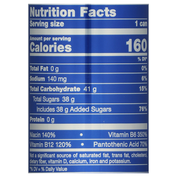 Red Bull Nutrition Label
