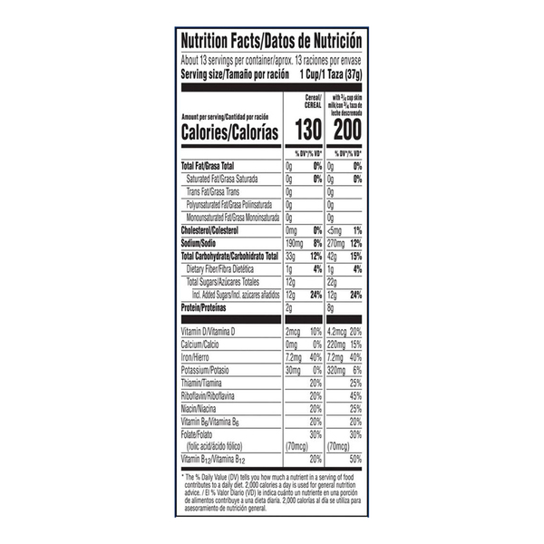 Frosted Flakes Nutrition Label