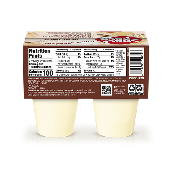 Snack Pack Pudding Nutrition Label