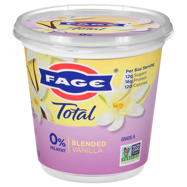 FAGE Total Non Fat 0 Milkfat Blended Vanilla Strained Greek Yogurt 32 oz tub Giant