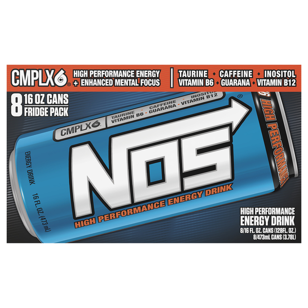 Nos Nutrition Facts NOS High Performance Energy Drink, 16oz Cans, 24