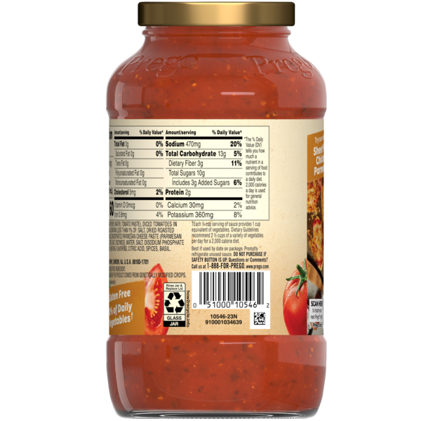 Hunts Tomato Sauce Nutrition Label