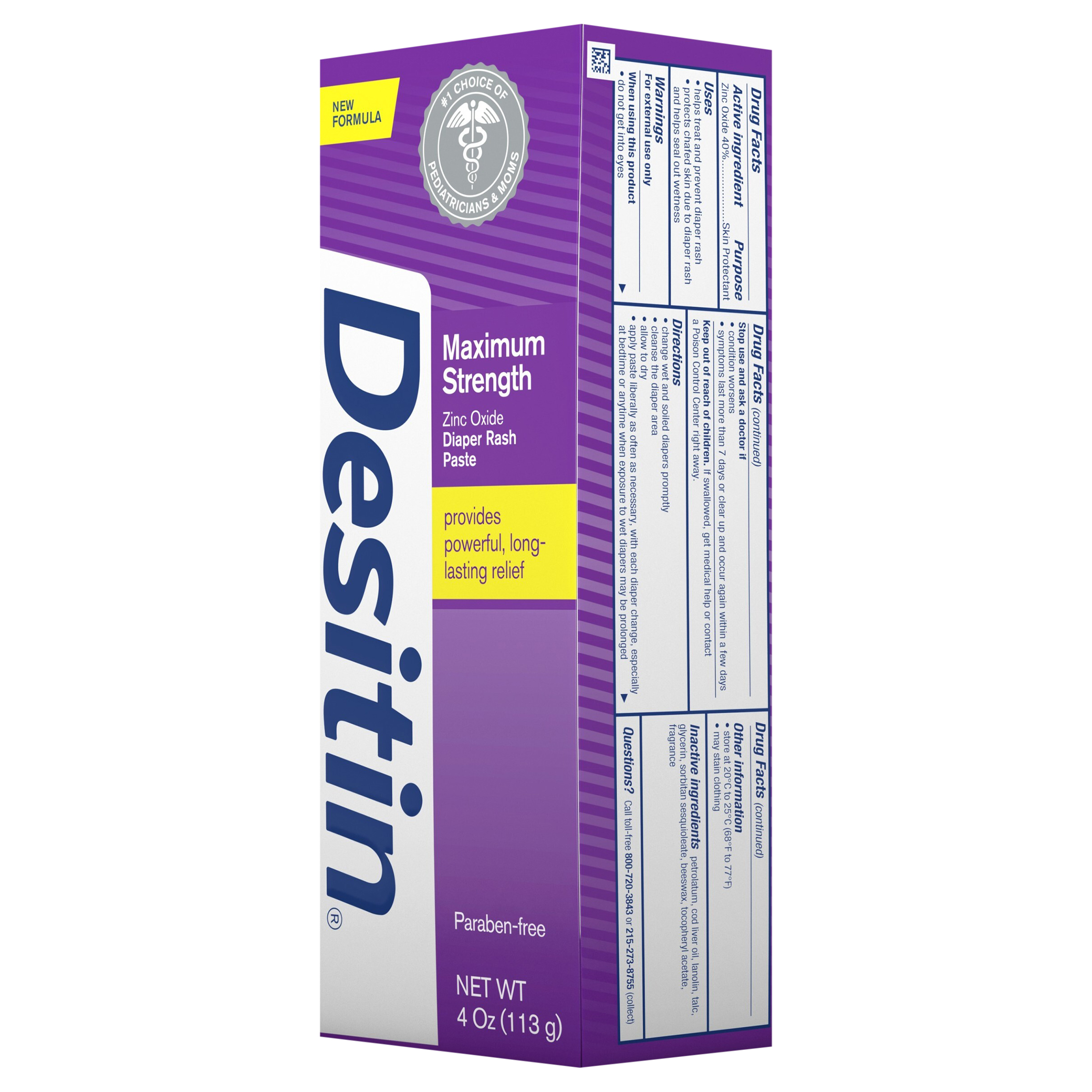 Desitin Diaper Rash Treatment Label