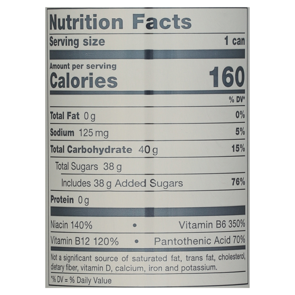 Red Bull Nutrition Label