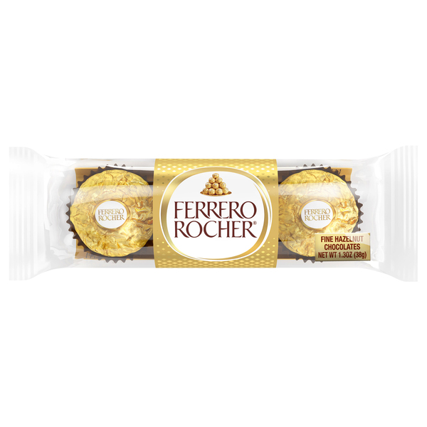 Ferrero Rocher Fine Hazelnut Chocolates Candy 3 ct 1.3 oz pkg GIANT