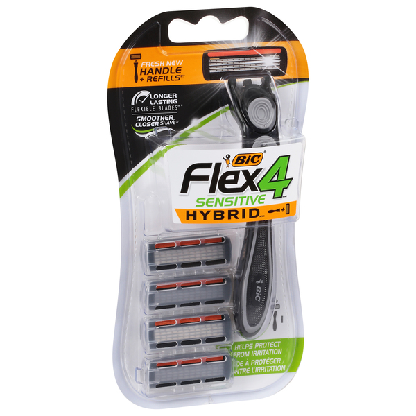 BIC Flex 4 Sensitive Hybrid Razor 1 Handle 4 Cartridges 5 ct pkg GIANT