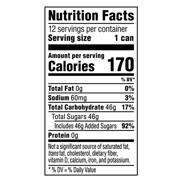 Mountain Dew Nutrition Label 12 Oz