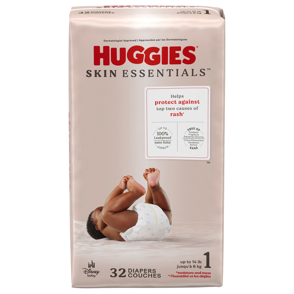 Huggies Skin Essentials Size 1 Baby Diapers 8 14 lb 32 ct pkg GIANT