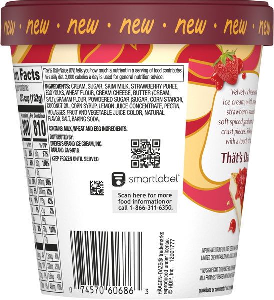 Haagen Dazs New York Strawberry Cheesecake Ice Cream 14 oz ctn MARTIN S