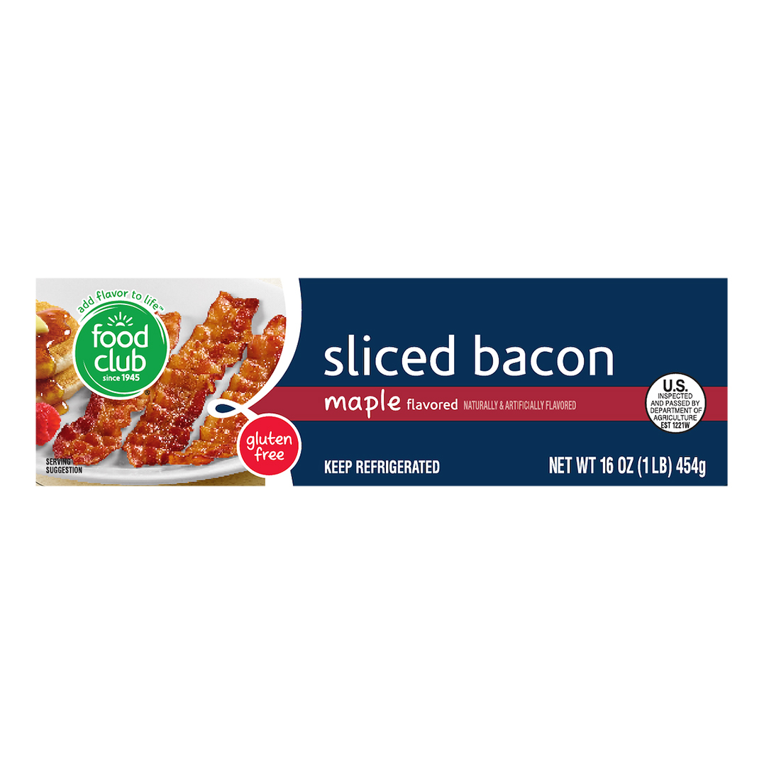 Food Club Sliced Maple Flavored Bacon 16 oz