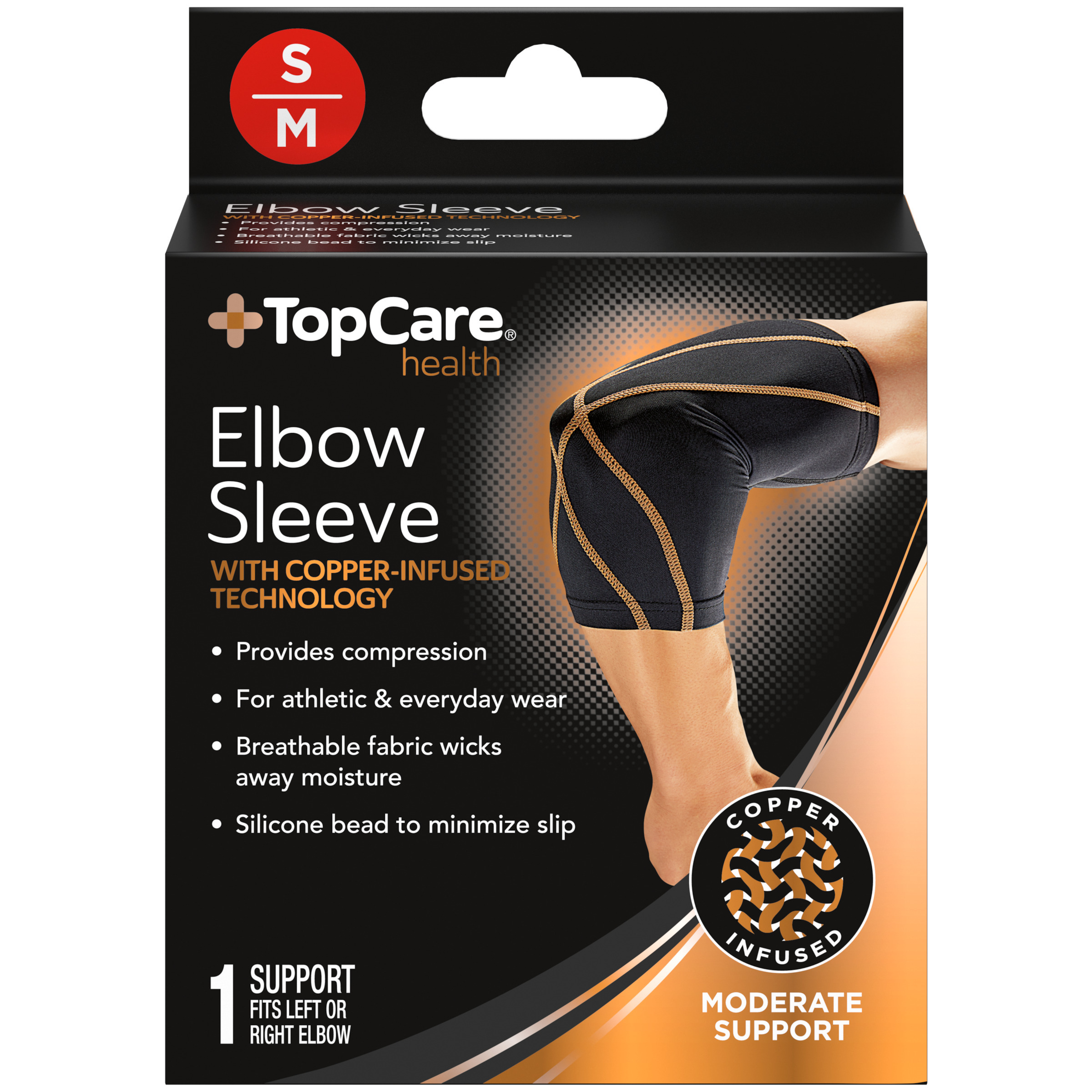 TopCare Health S/M Elbow Sleeve with Copper-Infused Technology 1 Each